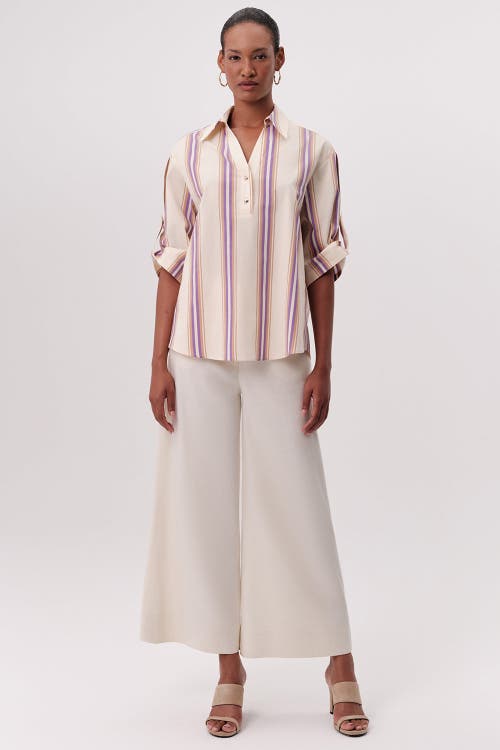 EXQUISE Exquise Striped Cotton Elastane Blouse